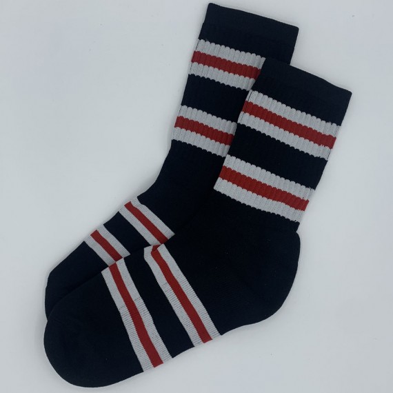 Red, White & Black Bar Scarf Socks Set | TShirtsUnited